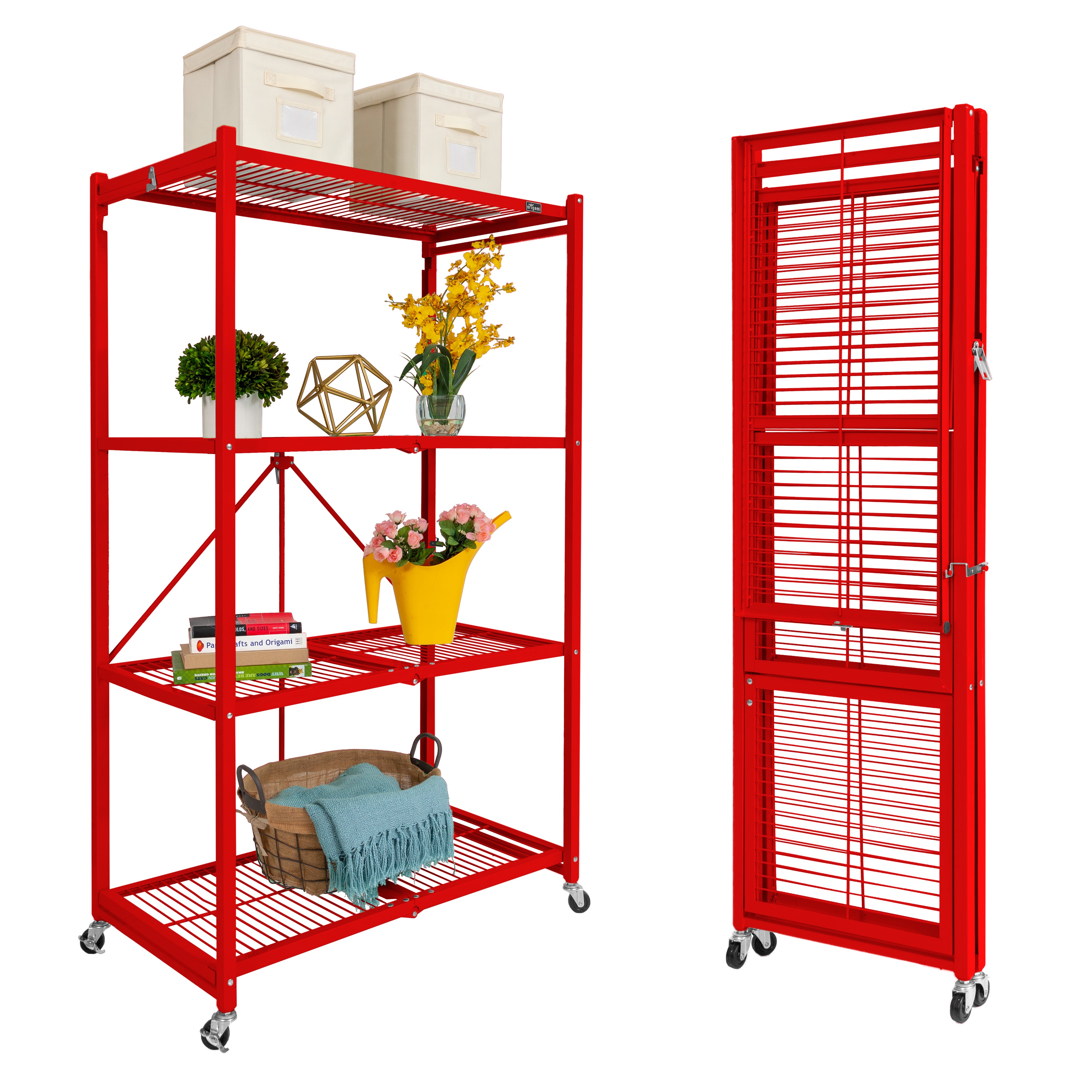Origami R5 Series: Foldout 4-Shelf Large Storage Rack. Folding shelf ...